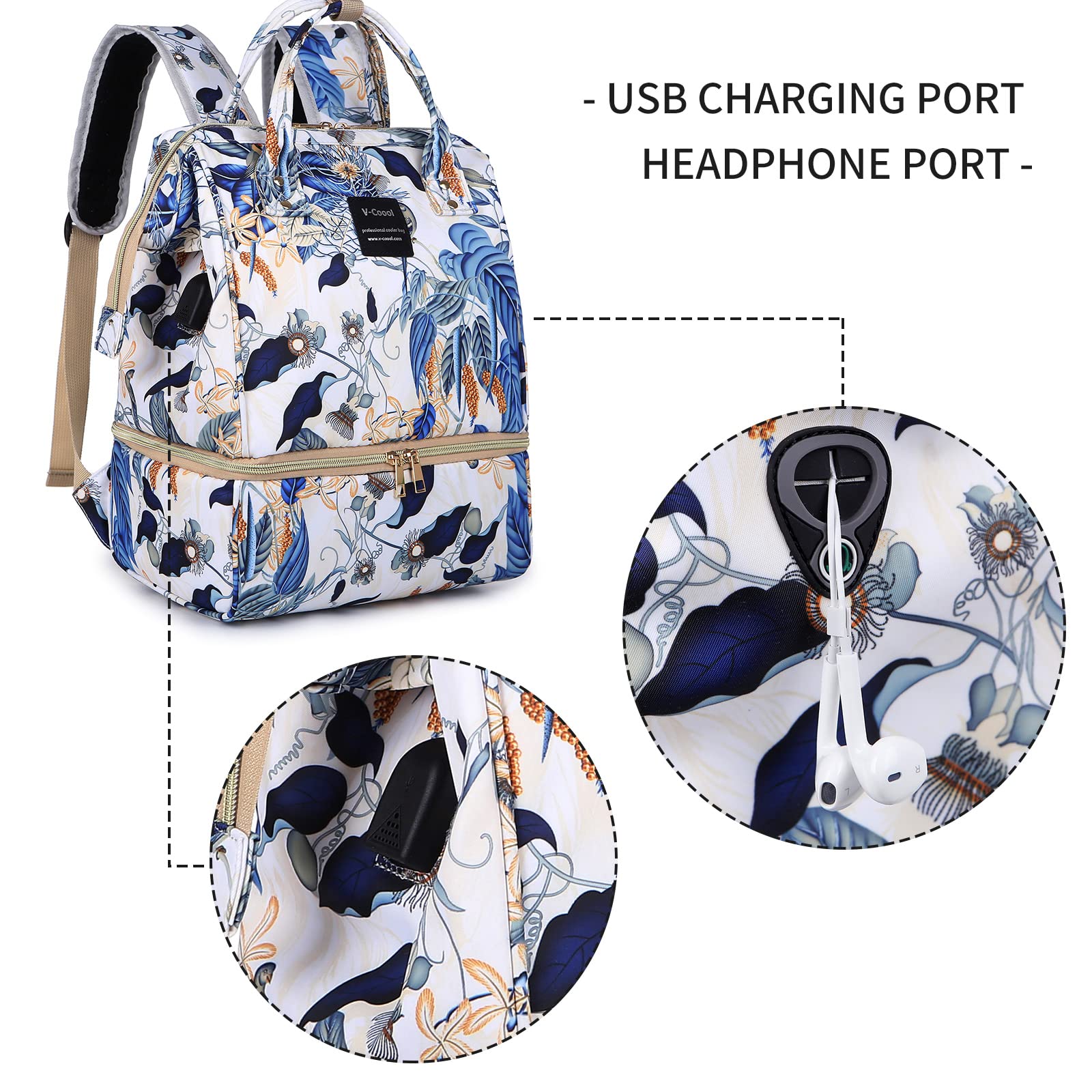 V-COOOL Breast Pump Bag, Cooler and Moistureproof Backpack Double Layer for Working Mom Outdoor, Pump Tote Bag fit Most Breast Pumps