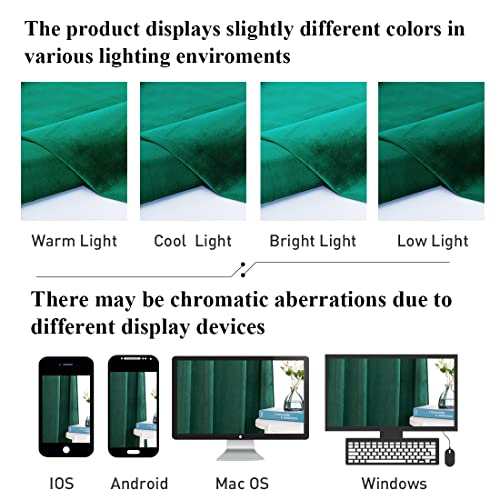StangH Pine Green Velvet Curtains 96 inches Long, Room Darkening Window Drapes Elegant Home Decoration for Bedroom/Party Backdrop/Dining Room, W52 x L96, 2 Panels