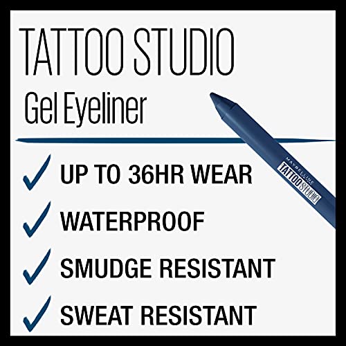Maybelline TattooStudio Sharpenable Gel Pencil Longwear Eyeliner Makeup, Sparkling Silver, 0.04 oz. (Pack of 2)