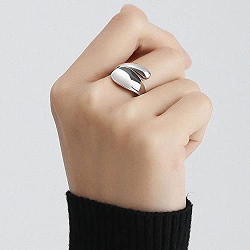 WPPHXY 925 Sterling Silver Rings Handmade Rings Adjustable Open Teardrop Rings Waterdrop Ring for Women Girls Color 1