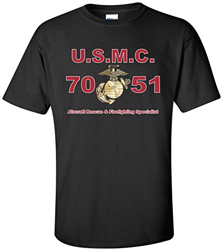 United States Marine Corps MOS 7051 Aircraft Rescue & Firefighting Specialist T-Shirt Black