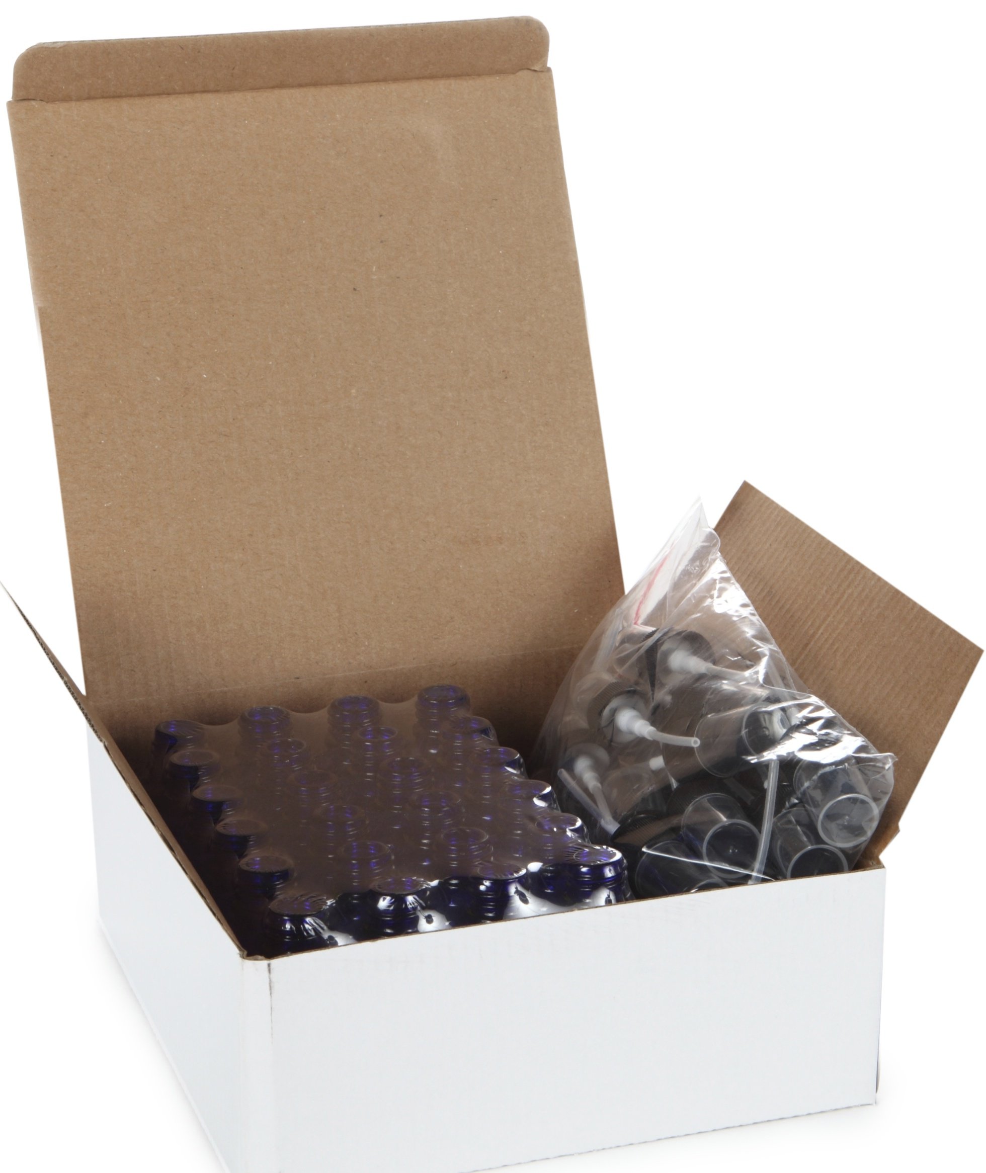 Vivaplex, 24, Cobalt Blue, 15 ml (1/2 oz) Glass Bottles, with Black Fine Mist Sprayer's