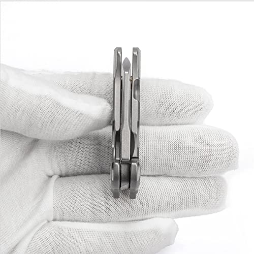 NHDT sw701 Mini Titanium Handle Steel Blade Folding Pocket Flipper Knife,Ultra Small EDC Tiny 2.18 Inchs hang on a keychain, frame lock knife Camping Tool Outdoor Activities