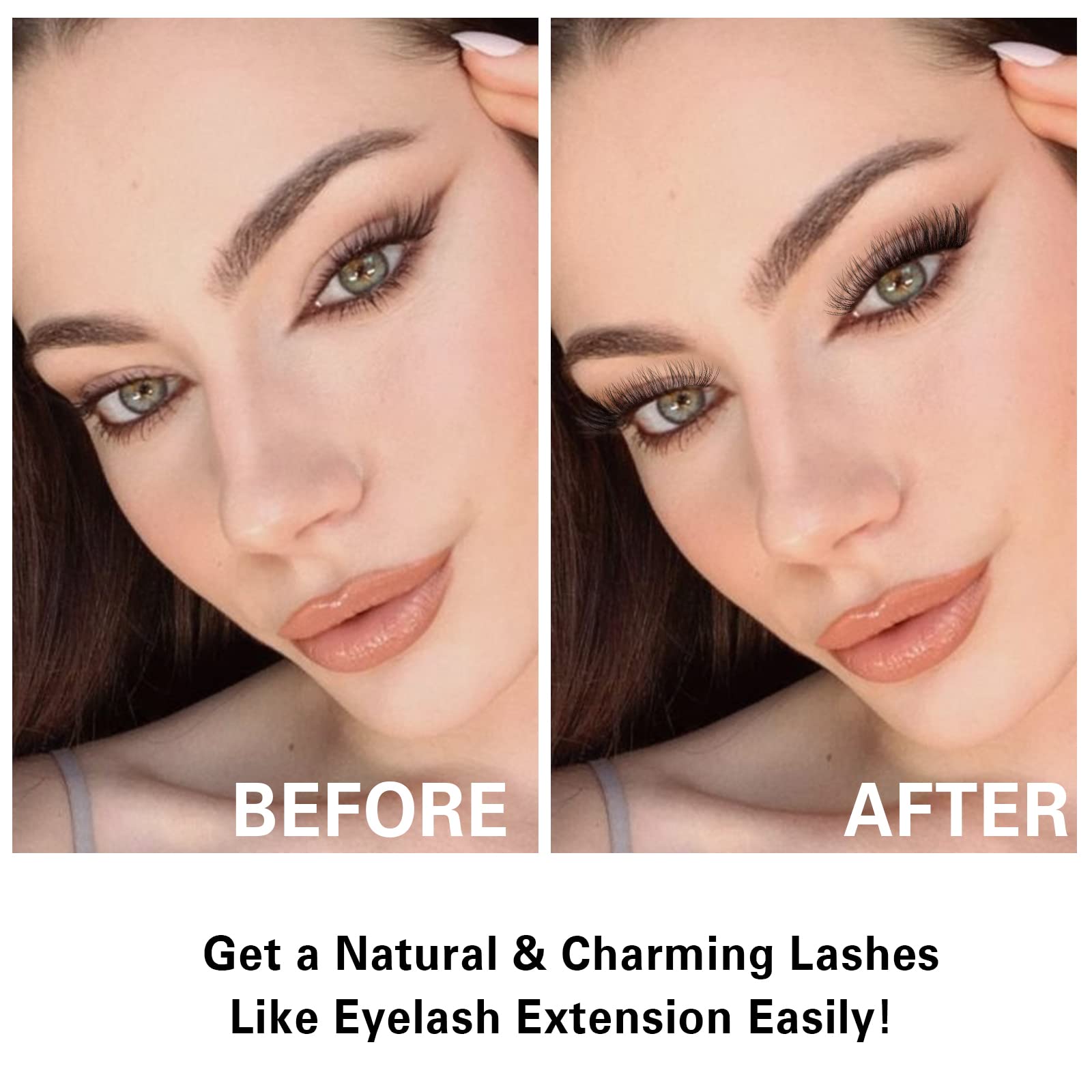 Natural Lashes Cat Eye Wispy False Eyelashes D Curl Lashes Fake Eyelashes Soft Handmade Russian Strip Lashes Pack Look Like Extension Multipack 16 Pairs
