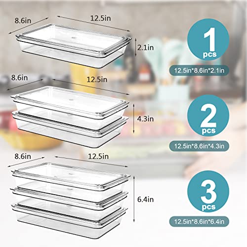 TLC Depot Fridge Organizer Food Storage Containers β 3 Clear Refrigerator Organizer Bins with Lids Stackable Containers β Shatterproof Plastic Fridge Organization and Storage Containers for Pantry