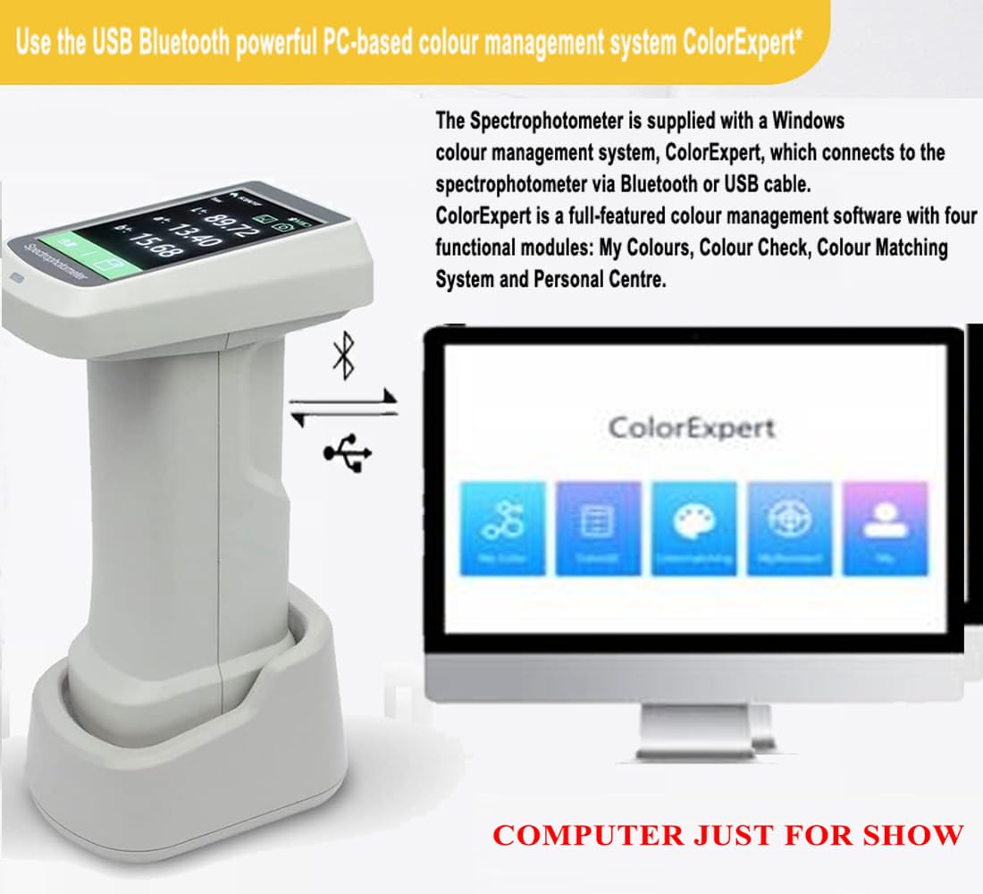 VTSYIQI Spectrophotometer Paint Spectrophotometer Handheld Spectrophotometer Colorimeters for Car Paint Printing Paint with Ultra-high Repeatability Accuracy 0.03 Storage 10000 Data APP Mass Stirage