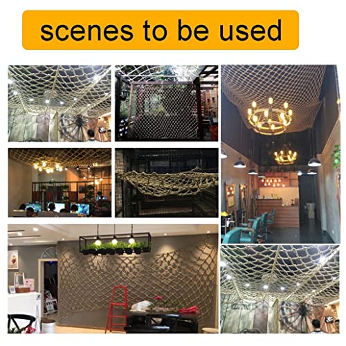 OUYOXI Balcony Anti-Fall net Hemp Rope Net Industrial Wall Decor for Living Room/Dining Room/The Home,Mesh Netting for Stuffed Animals,Natural Jute Material,8mm/20cm,Multiple Sizes(Colour