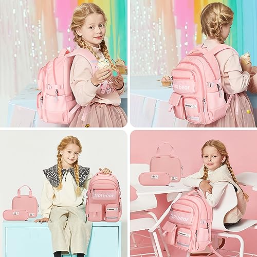 pipi bear Girls Backpack for School 15.6 inch Laptop Backpack Teen Girl College Middle High Elementary School Kids Backpacks Bookbag
