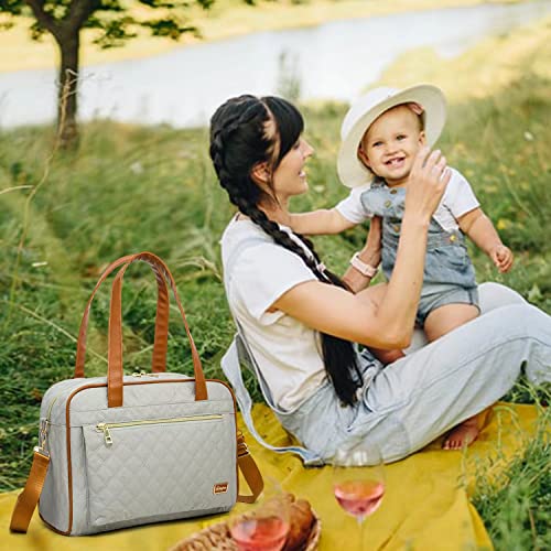 Rabjen Small Diaper Bag Tote, Mini Travel Multifunction Baby Bag with Insulated Pockets