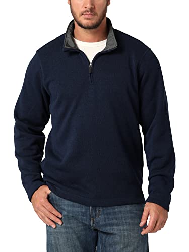 Wrangler Authentics Men's Long Sleeve Fleece Quarter-Zip, Mood Indigo, Small