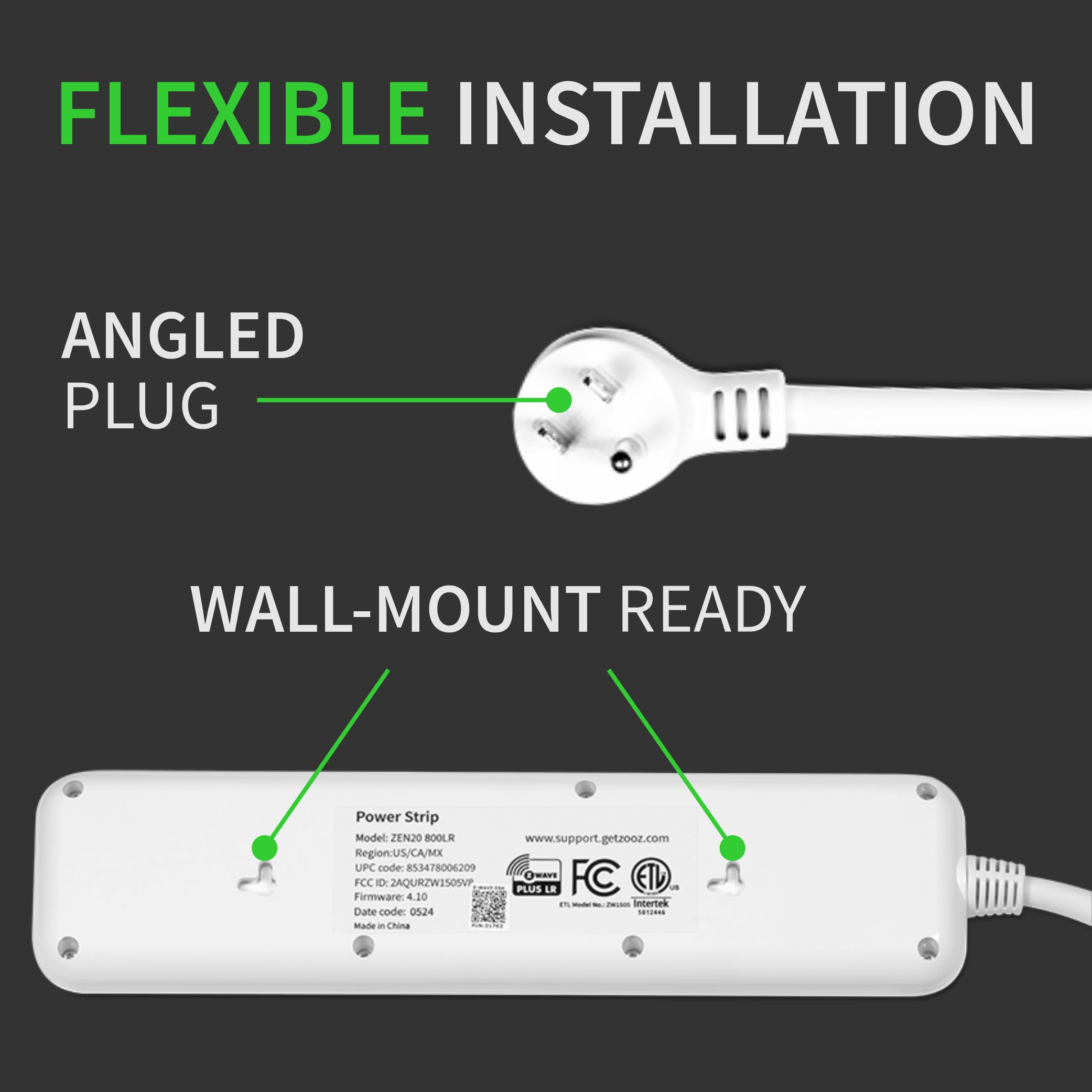 Zooz Z-Wave Long Range Power Strip ZEN20 800LR with Energy Monitoring and 2 USB Ports | Works with Z-Box, Hubitat, Home Assistant, Compatible with SmartThings
