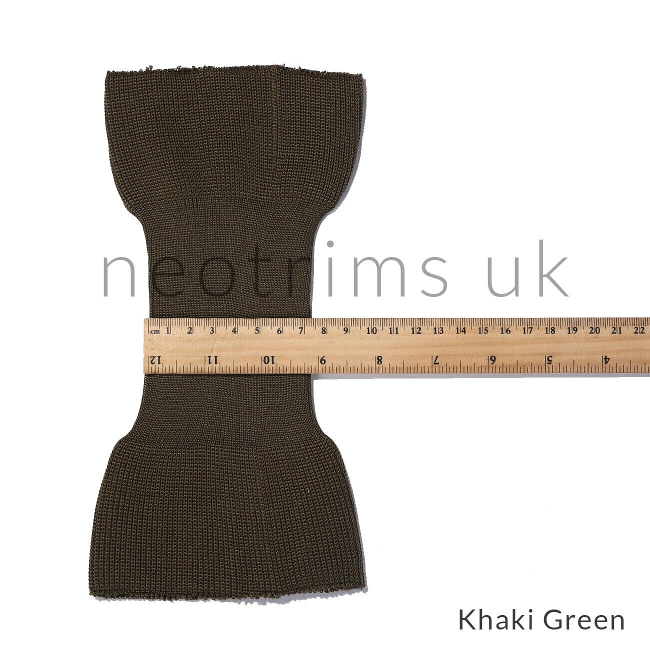 Rib Knit Cuff Pair for Replacement Repair Cuffing Old Jackets Bombers. No Side Seams, Seamless Tubular Ribbing Fabric. Also for para Jackets and Denison Smock, Neotrims (Khaki Green, 2 Pieces)