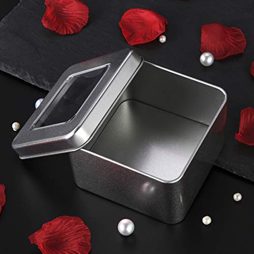 UPKOCH Clear Square Empty Tin 10PCS Metal Rectangular Empty Tins- Portable Box Containers Small Storage Kit& Home Organizer small tins with lids craft containers for Candies, Gifts- Square Tin