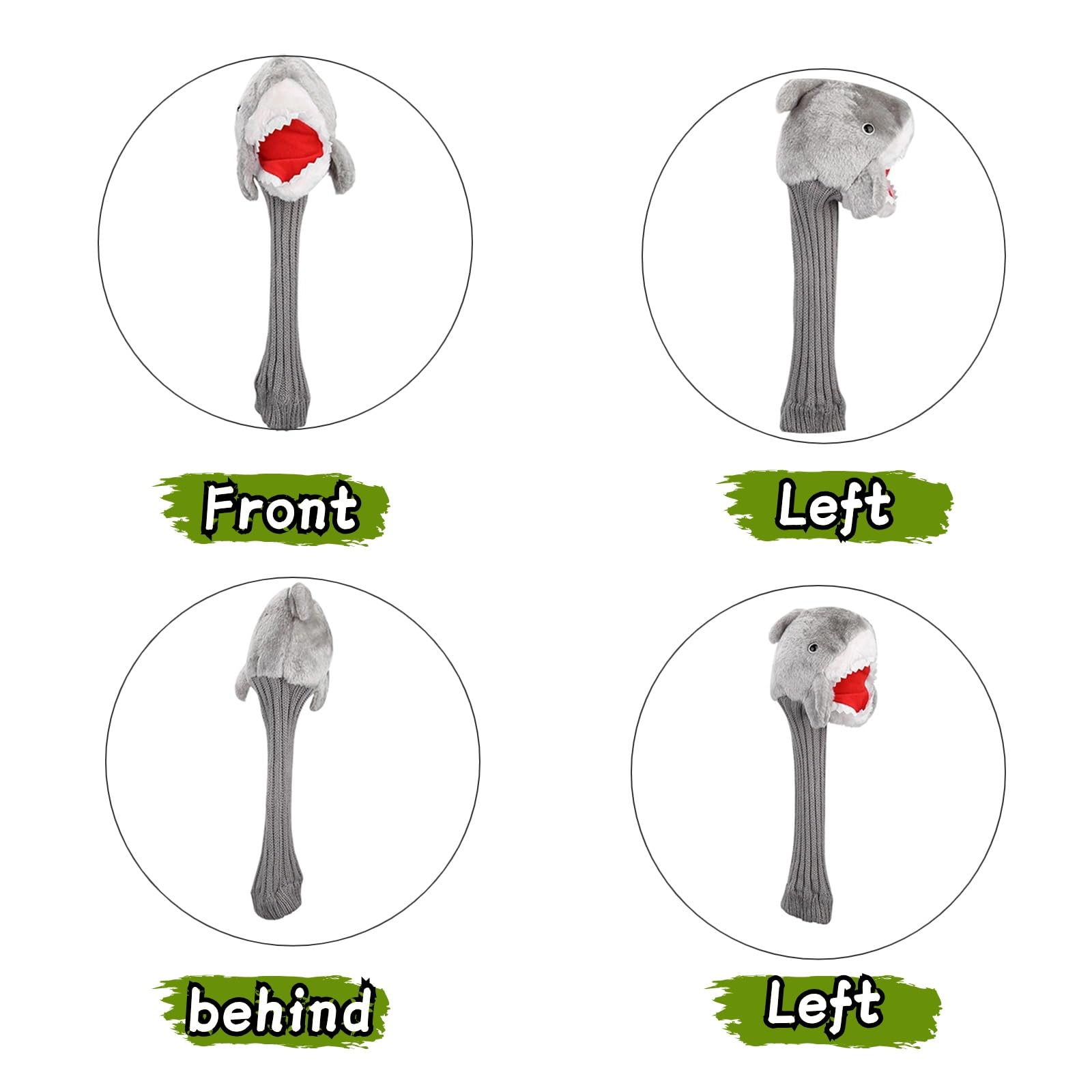 Golf Club Head Cover, Adorable Shark Head Shape Plush Cloth Golf Wood Driver Head Cover