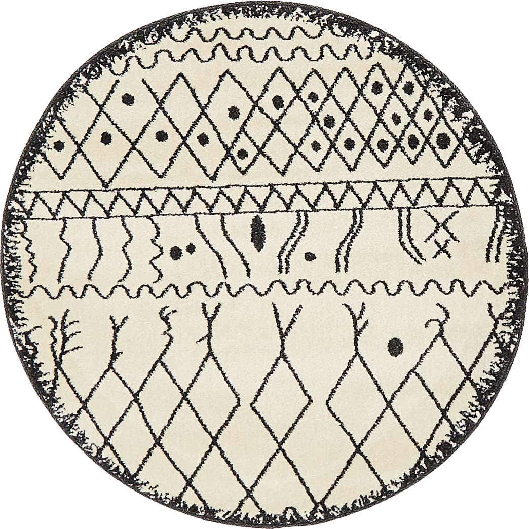 Unique Loom Fez Collection Tribal, Moroccan, Bohemian Area Rug, 3' 3" x 3' 3", Beige/Black