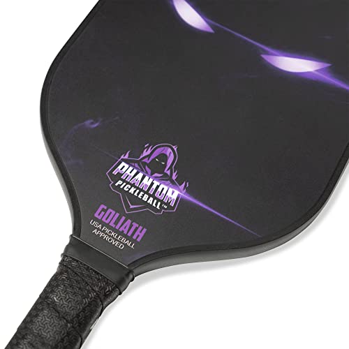 Phantom Goliath 16mm Carbon Fiber Elongated Body Pickleball Paddles - Max Grit and Spin - USAPA Approved β Pickleball Rackets - Pickle-Ball Equipment with Polypropylene Core β Lightweight (Purple)