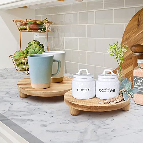 LotFancy Wooden Plant Stool, 2Pack, 10β Low Plant Stand, Round Pot Flower Pedestal Riser Holder for Indoor Outdoor Display