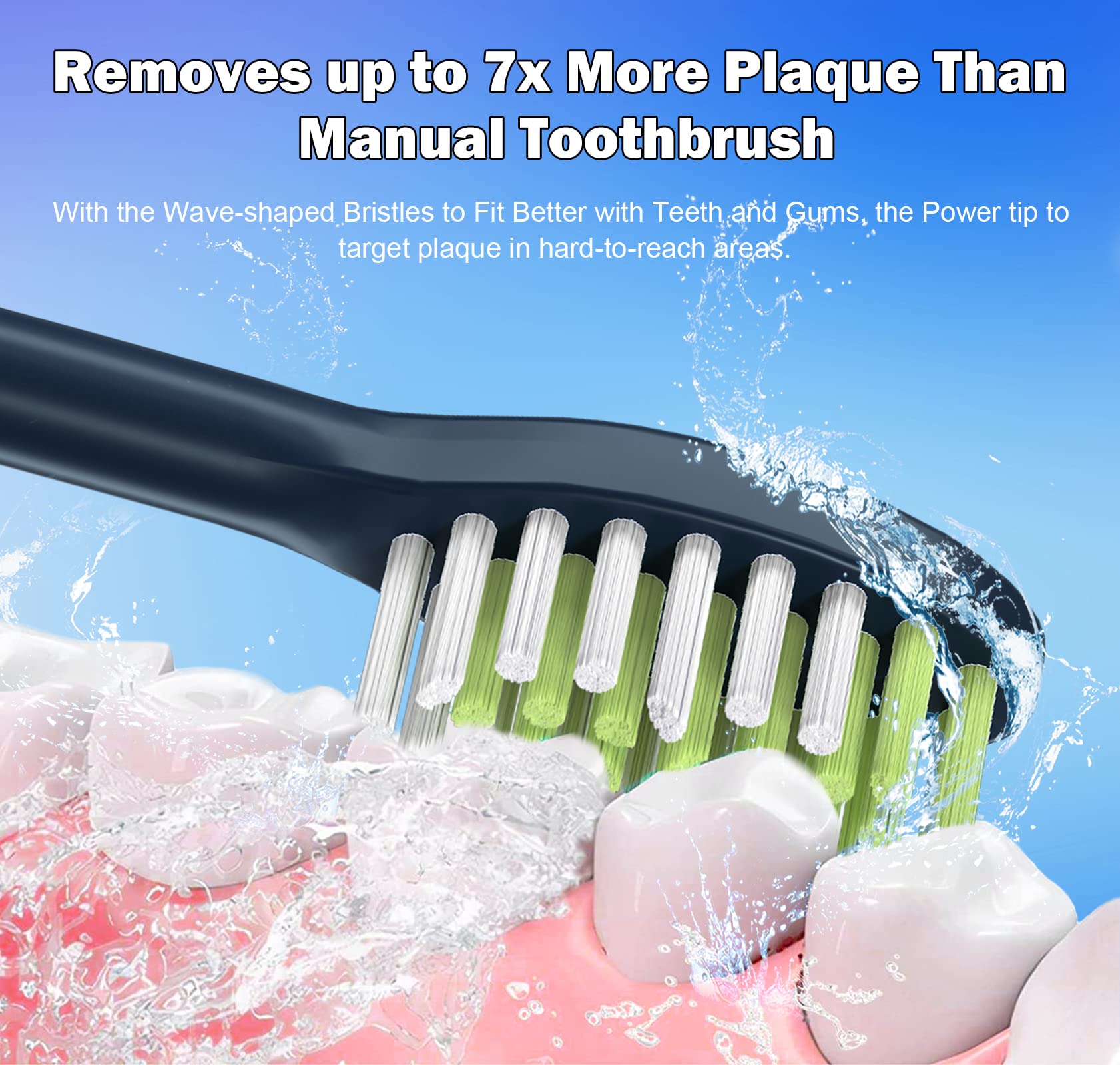 Replacement Toothbrush Heads Compatible with Philips Sonicare One,BH1022/05, 8 Pack Brush Heads (Midnight Navy Blue)