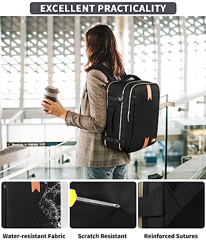 Travel Backpacks for Women Carry On, TSA Friendly Flight Approved Backpack for Traveling On airplane Water-resistant Personal Item Bag with Laptop Compartment Fits 15.6 Laptop Casual Daypack for Work