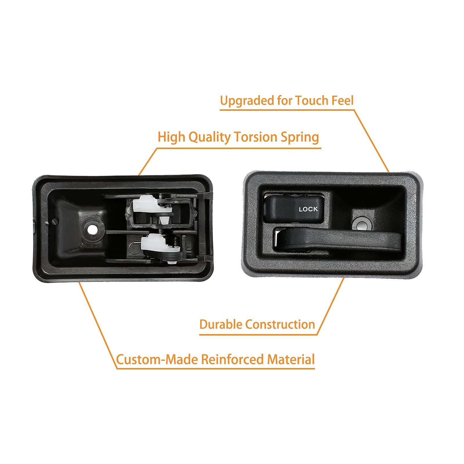 Gledewen Interior Door Handles (Pair), Compatible with Jeep Wrangler 1987-1996 YJ, 1997-2006 TJ, Inside Front Left Driver & Right Passenger Side | Replaces# 79540, 79541 Inner Handle Set