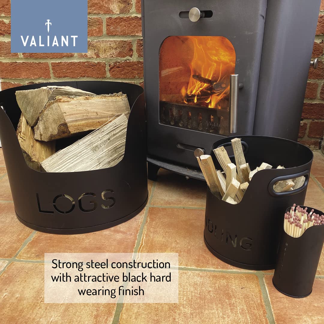 Valiant 3-Piece Fireside Metal Storage Set Black