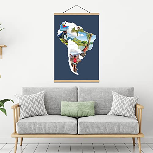 South America Photo Map - Travel Sticker Collage - 24 x 36β - Made in USA (Dark Blue, No Frame Hanger)