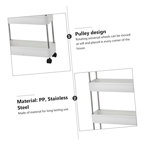 USHOBE Trolley 4 Storage Rack Kitchen Slide Out Cart Bathroom Rolling Cart Storage Rack with Wheels Makeup Rolling Cart Slim Storage Cart Wheel Dolly Cosmetics Organizer Storage Basket