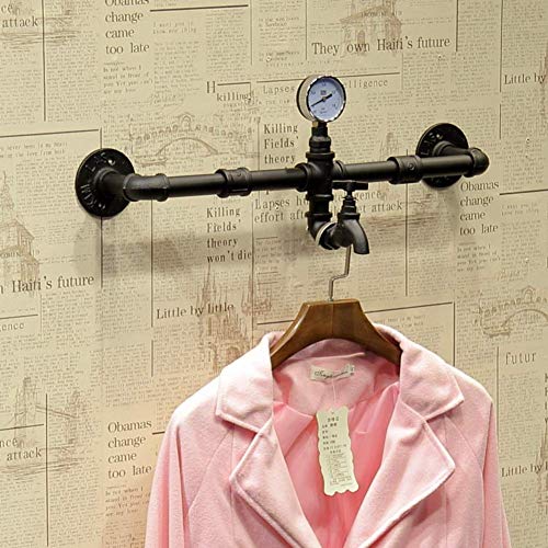 PIBM Stylish Simplicity Shelf Wall Mounted Floating Rack Shelves Retro Industrial Wind Metal Display Stand Clothing Store Bearing Strong Suspension,2 Size, Black , 60x10cm