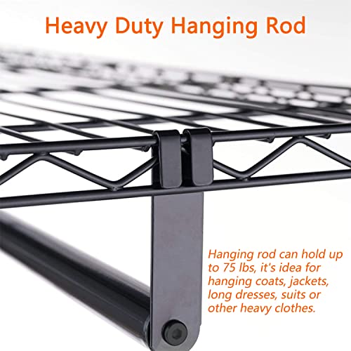Soywey Heavy Duty Wire Garment Rack, Clothing Rack Clothes Rack for Hanging Clothes Metal Free Standing Clothes Rack Wire Metal Clothing Rack Closet(Black)