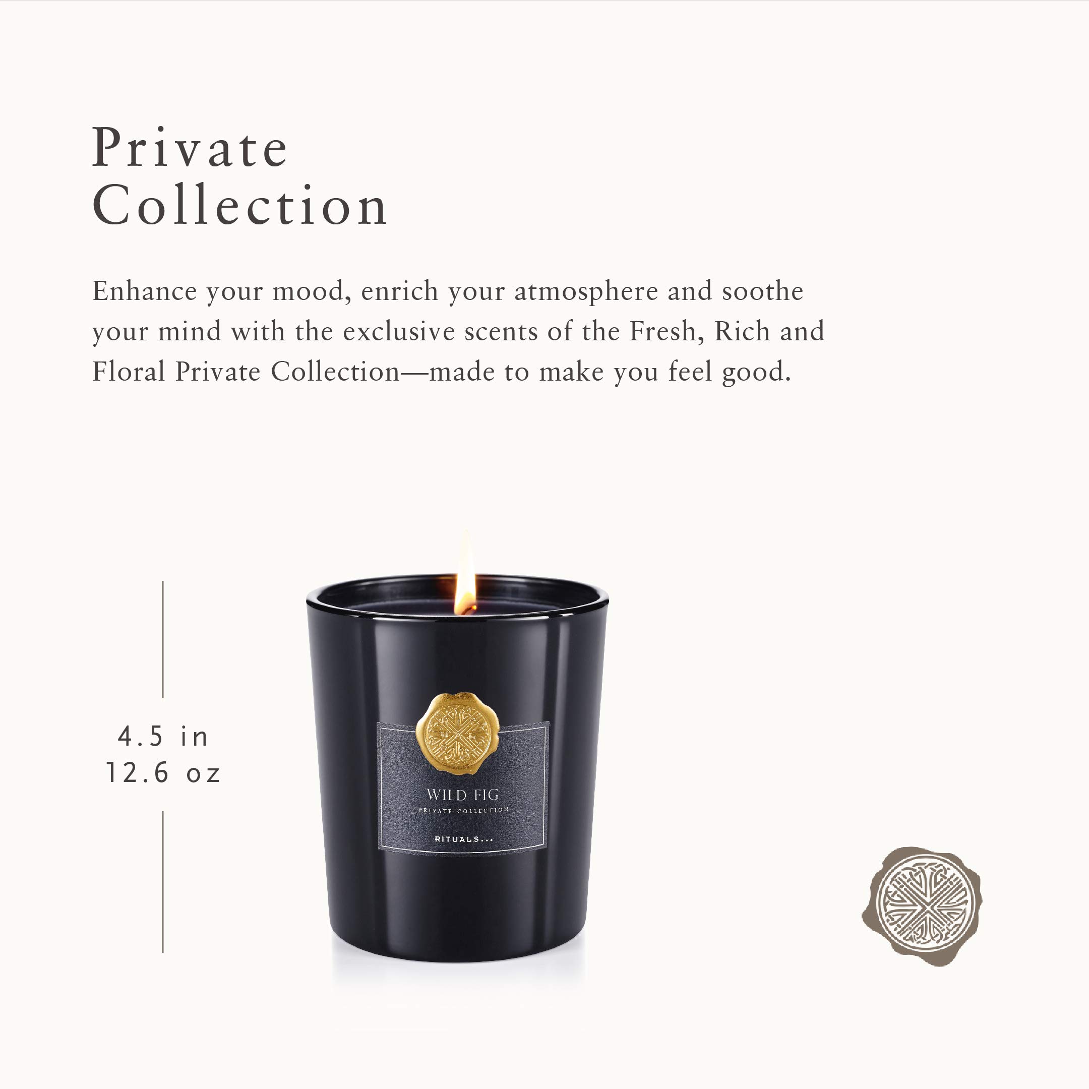 RITUALS Wild Fig Luxury Home Decor Scented Candle - Aromatherapy Candle with Italian Fig, Chinese Orris, Clove & Sandalwood - 12.6 Oz