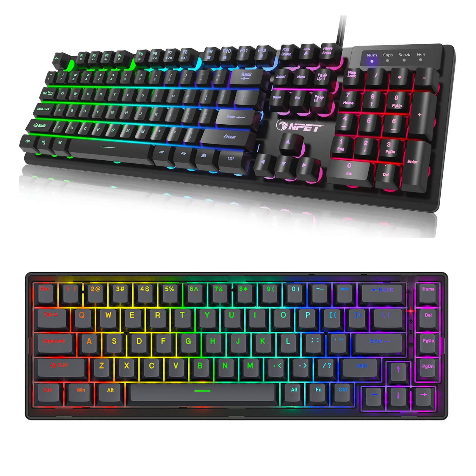 NPET K611 60% Mechanical Gaming Keyboard and K10 Gaming Keyboard