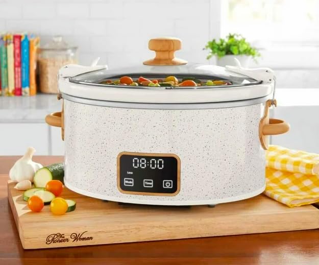 Pioneer Woman 6 QT Slow Cooker, Locking Lid, Removable Crock, Digital