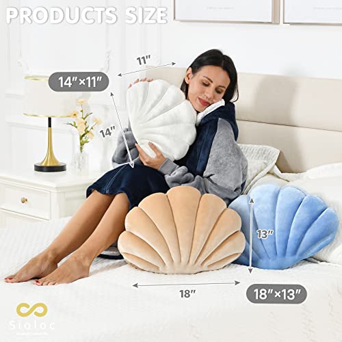 Sioloc Shell Pillows,Seashell Shaped Throw Pillows Soft Velvet Insert Decorative Pillows for Bed Couch Living Sofa Room Decor Accent Throw Pillow(Coral,13 X 10 inches), Teal