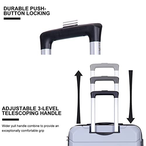 Travelhouse hardshell 3 Piece Set, PP Hard Wheel Suitcase Set with Spinner Wheels, TSA Lock, 20 inch 24 inch 28 inch Women's Luggage Set (Silver)