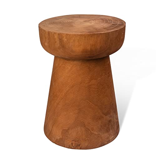 Uziass Wood Tree Stump Stool, 15" Wood Tree Stump Side Table Wooden Stump End Table Round Tree Stump Table Outdoor Stump Table Natural Decorative Garden Stools for Living Room Bedroom Patio Home Decor