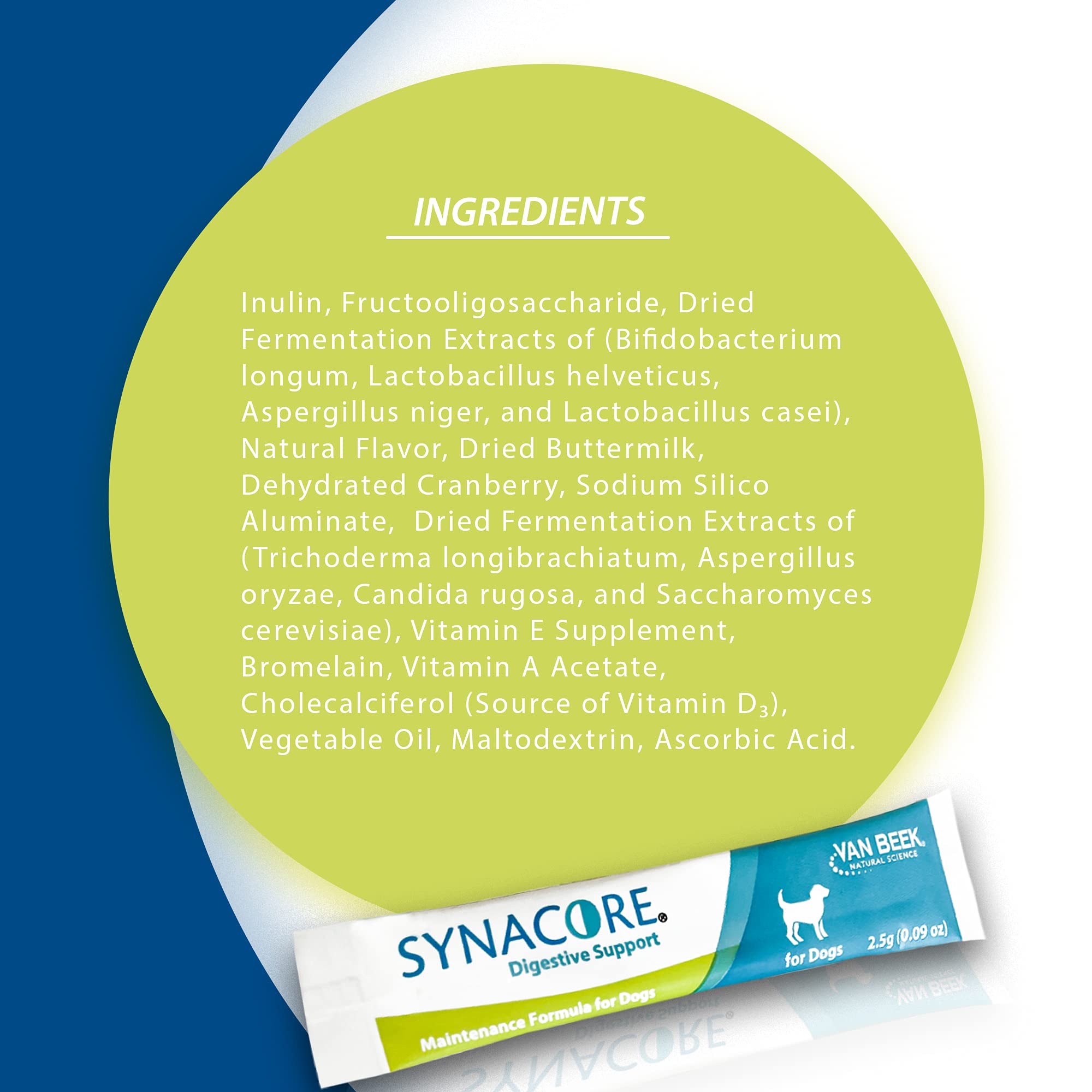 Van Beek Natural Science Synacore Canine - All Natural Formula to Provide Immune Support for Dogs & Help Maintain Digestive Health - Probiotics and Vitamins for Dogs - Pet Products - (30 Count)