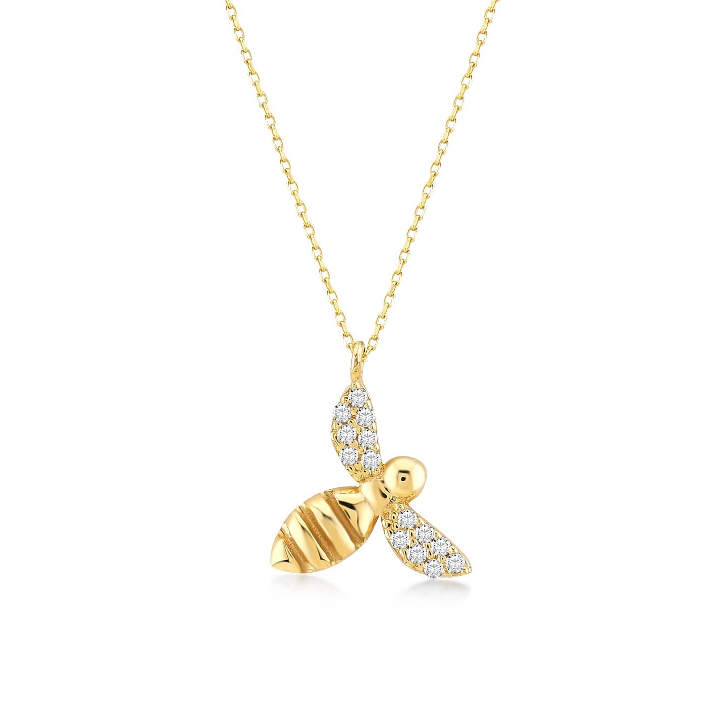 Gelin 14k Solid Gold Honey Bee Necklace | Certified Gold Jewelry for Women