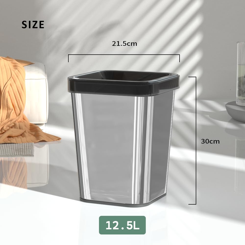SWIFTIRON Titanium Crystal Trash can with Large Capacity for Bedroom Bathroom Home Office 9L Trash can(Silver，2PCS)