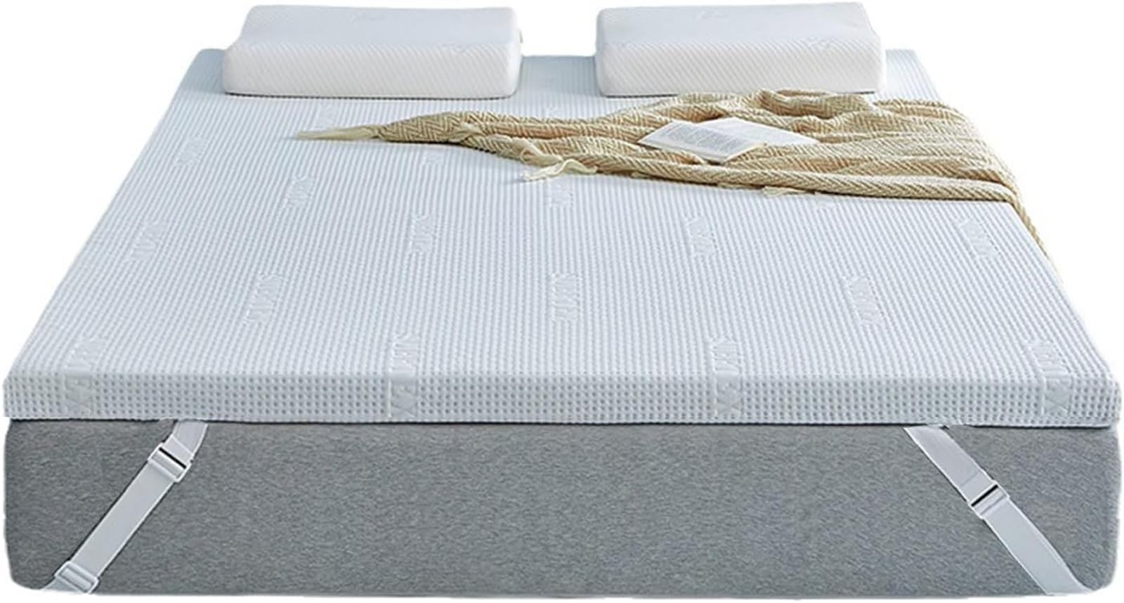 RASPIO Non-Slip Design Memory Foam Mattress Topper with Cover Foam Mattress Pad for Pressure Relief,Soft Bed Topper, with Removable Washable Cover(White 5cm,200x220cm)