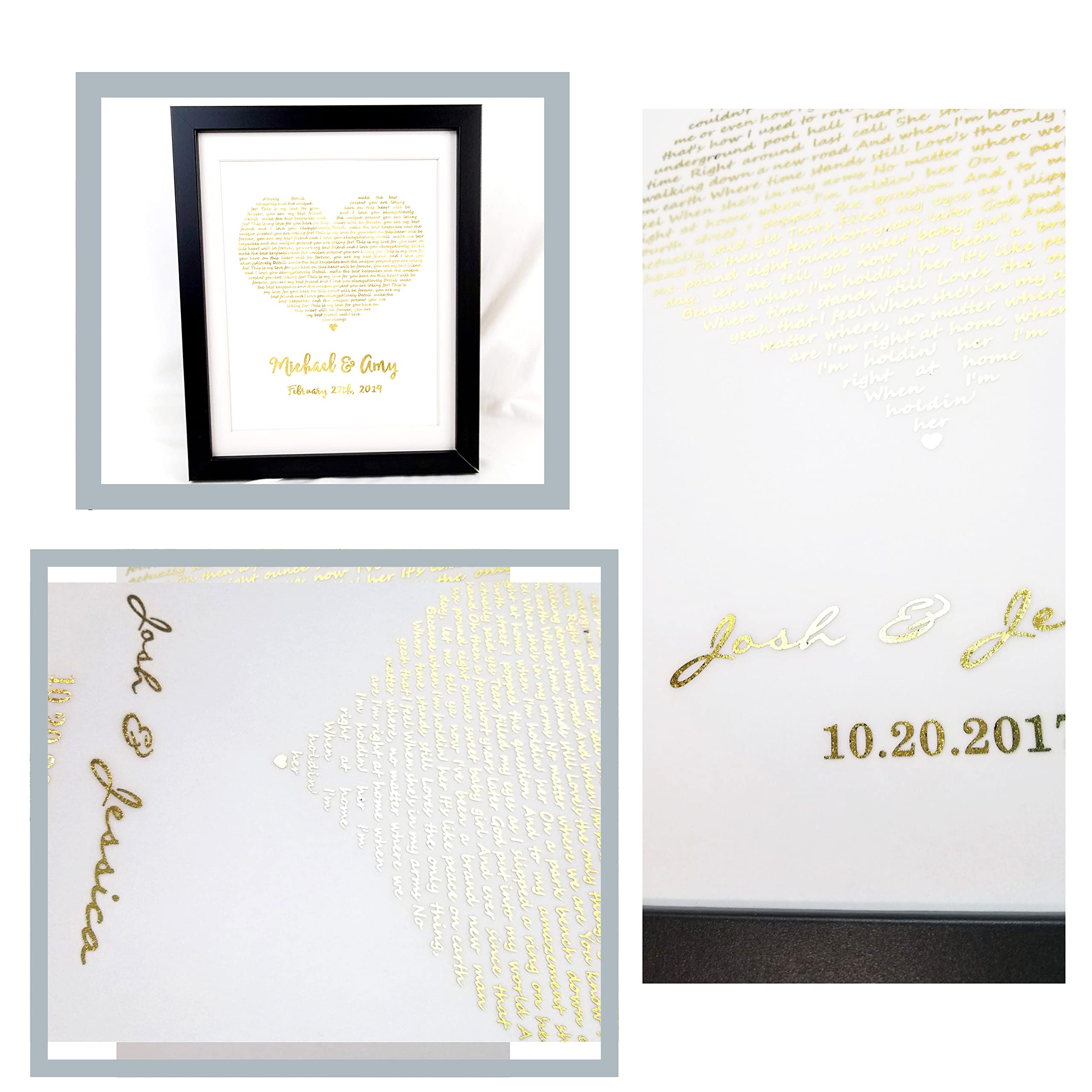 Personalized 1st Anniversary Gift For Him Or Her First Year Wedding Paper Anniversary Lyrics First Dance Song, Your Own Words, Present Wife Unique