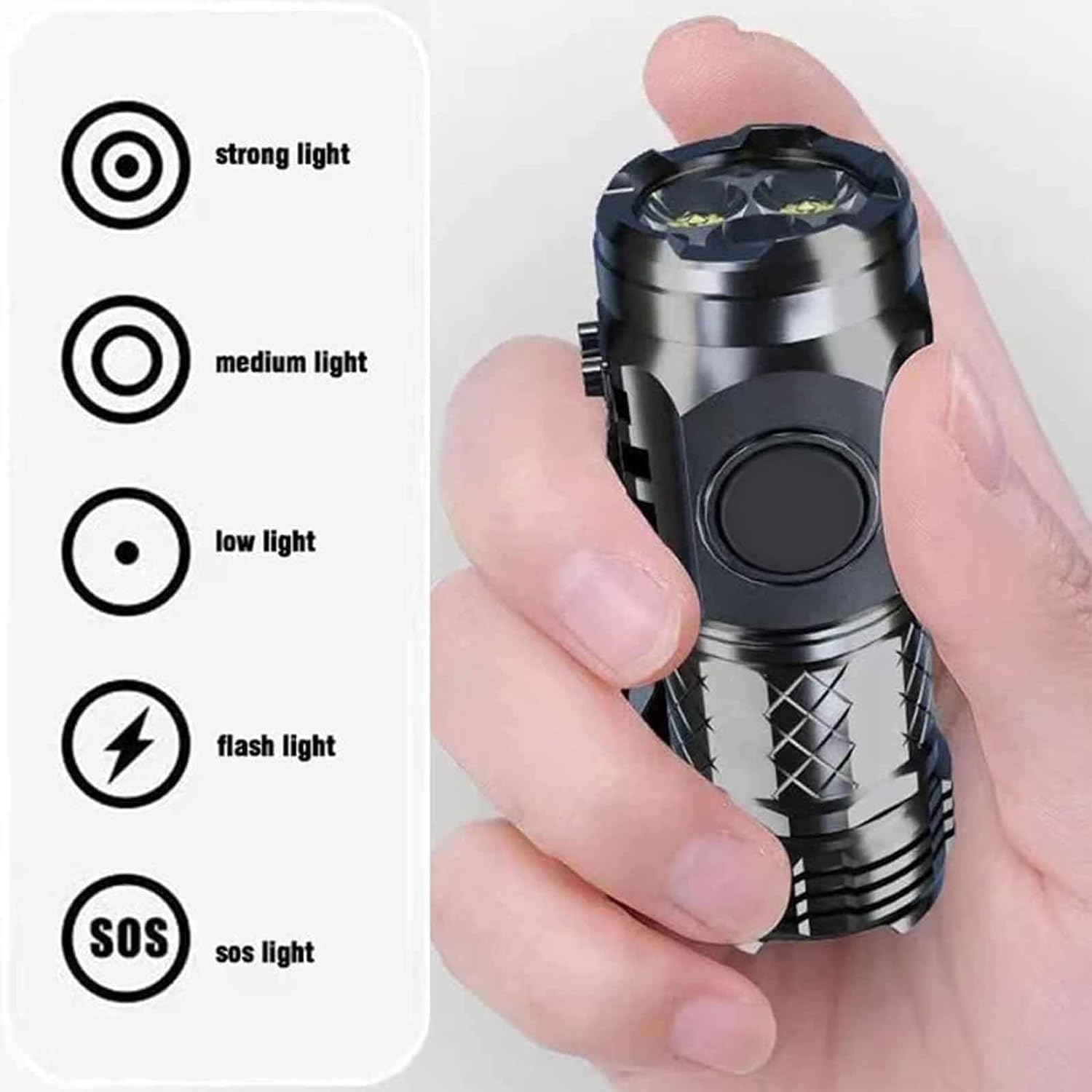 Three-Eyed Monster Mini Flash Super Power Flashlight, German Thumb Sized Flashlight, 3 Eyed Monster Mini Flashlight, Outdoor Small High Lumen Rechargeable Waterproof Pocket Flashlight (Silver)