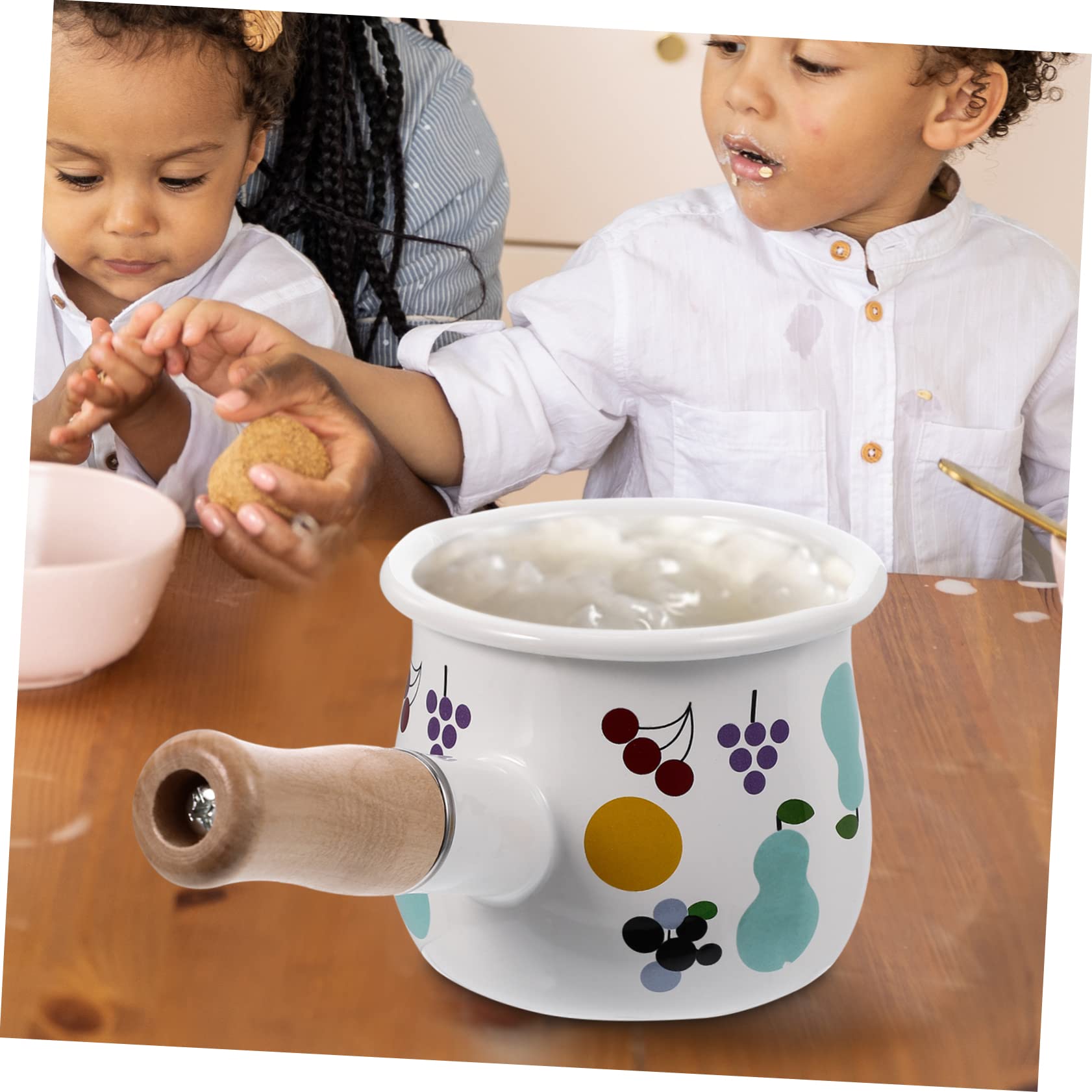 SHOWERORO Enamel Portable Butter Warmer and Small Milk Pan for Baby Food Ideal for Heating Milk and Melting Butter Enamel Construction with Handle