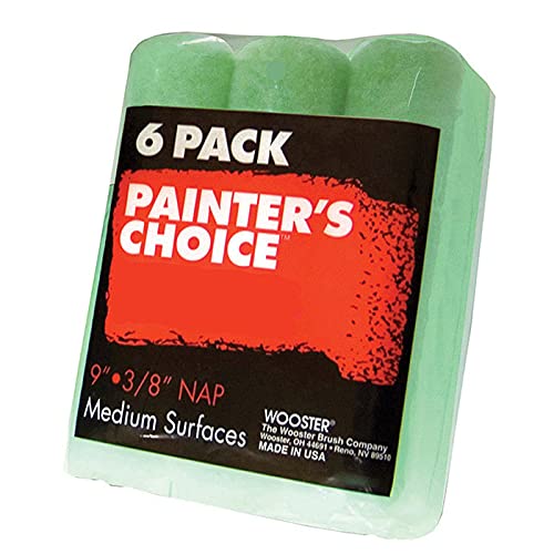 Wooster, 6 Count (Pack of 1), Brush R959 R959-9 Painter's Choice Roller Cover 3/8 Inch Nap, 6-Pack, 9 Inch, 128
