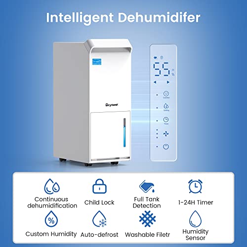 Vellgoo 3,200 Sq.Ft Energy Star Dehumidifier for Basement with Drain Hose, 36 Pint DryTank Dehumidifiers for Large Room, Suit for Garden Hose, Intelligent Humidity Control, 24H Timer White
