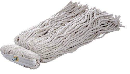 SPARTA Flo-Pac Mop Head Cut-End, Screw Top with White Band for Organized Cleaning, 18 Inches, White