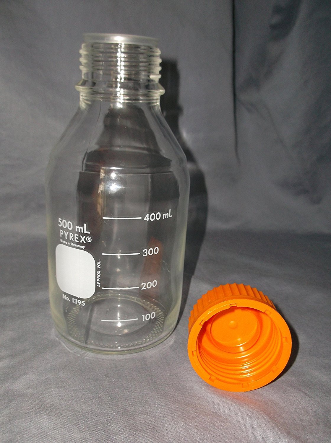 Pyrex 500mL Round Media Storage Bottles, with GL45 Screw Cap, Ea