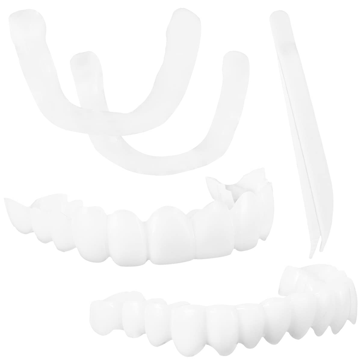 NUAHRHY Denture Braces Temporary Veneers Fake Teeth Cover Simulation Braces Cosmetic Comfortable Denture False Fake Teeth Cover Confidence Smile for Women and Men (White)