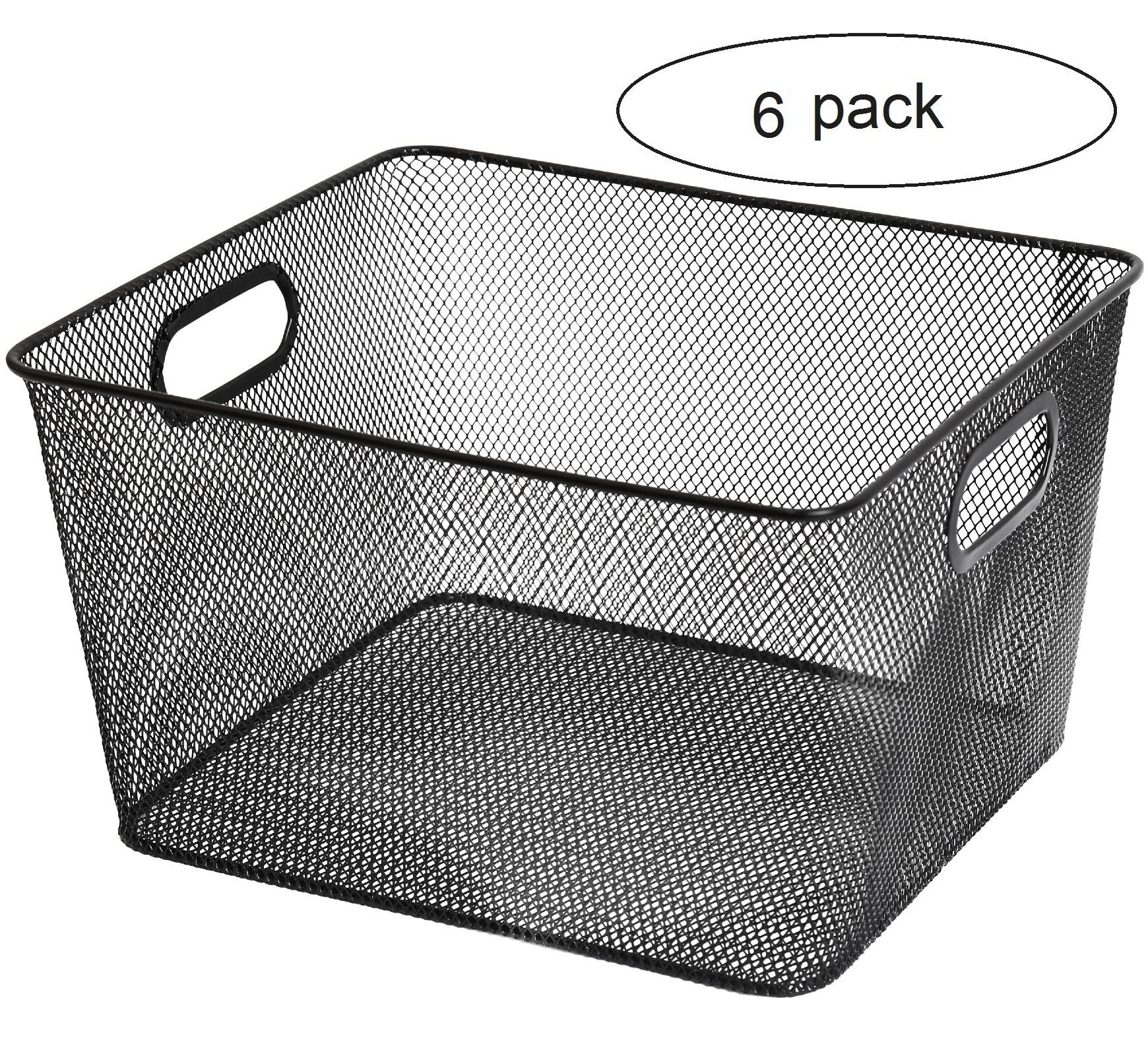 Ybmhome Black Mesh Open Bin Storage Basket Organizer for Fruits, Vegetables, Pantry Items Toys 2268-2 (2, 15x12x11)
