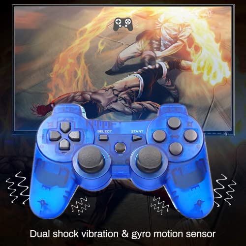 RUEIURI Wireless Controller for PS3,2 Pack PS3 Controller Compatible with PS 3 Console Double Shock Motion Control Upgraded Joystick with Charging Cord (Blue+Green)