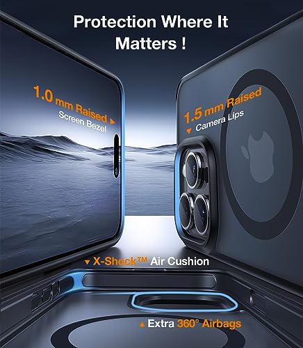 TORRAS 2-in-1 Magnetic case with Hidden Stand Designed for iPhone 14 Pro Case [Military Grade Drop Tested] [Compatible with MagSafe] Slim Semi-Transparent Case for iPhone 14 Pro Phone Case 6.1", Black